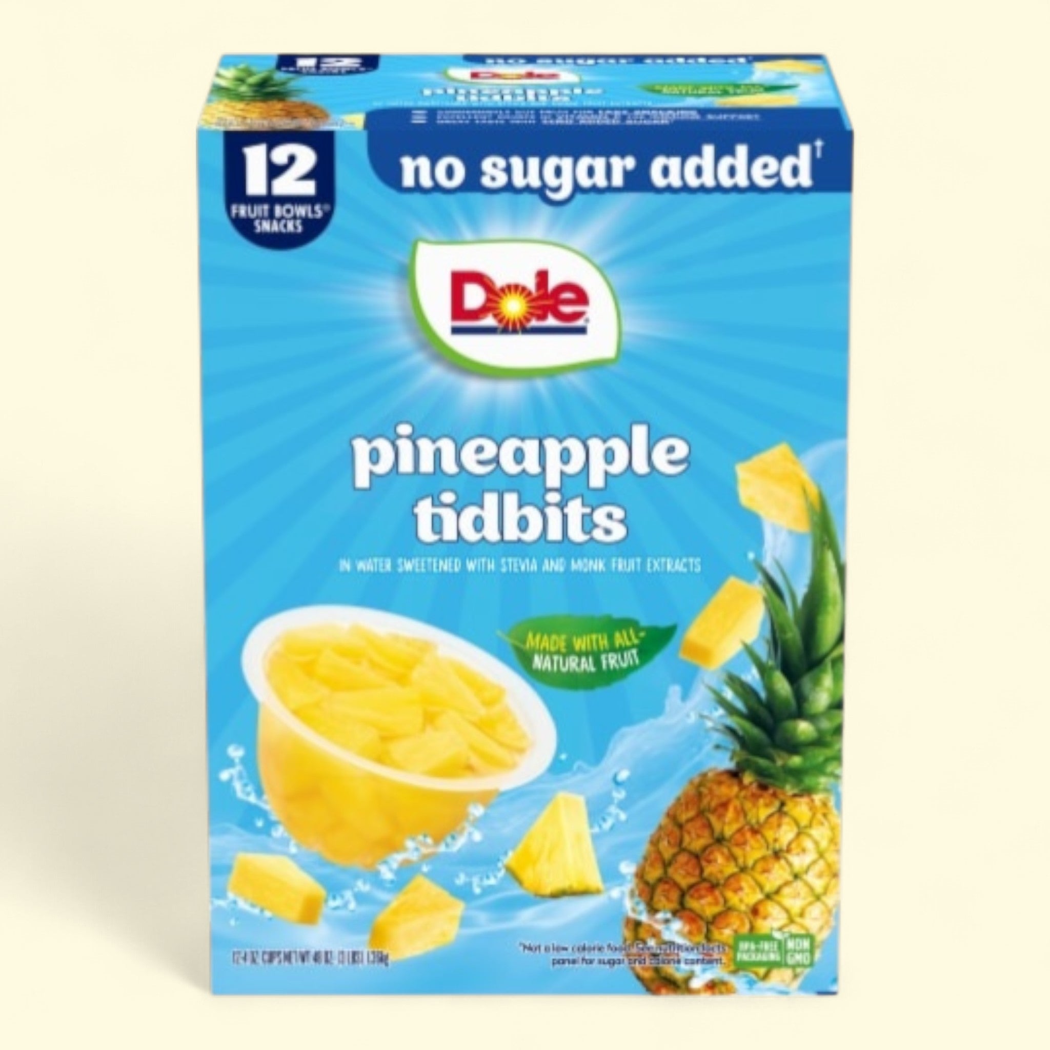 Dole Pineapple Tidbits in Water, No Sugar Added, 12 count – Treatspree